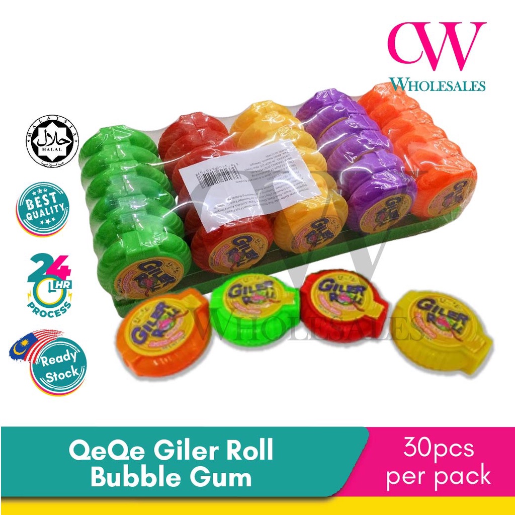 QeQe Giler Roll Bubble Gum 30pcs per pack Jomei Bubble Gum Mixed Fruit ...