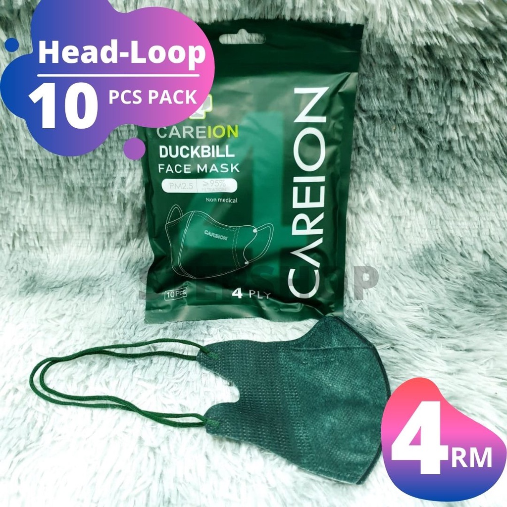 Face Masks Duckbill Careion ,10 pcs face Mask 4PLY Headloop/ Earloop ...