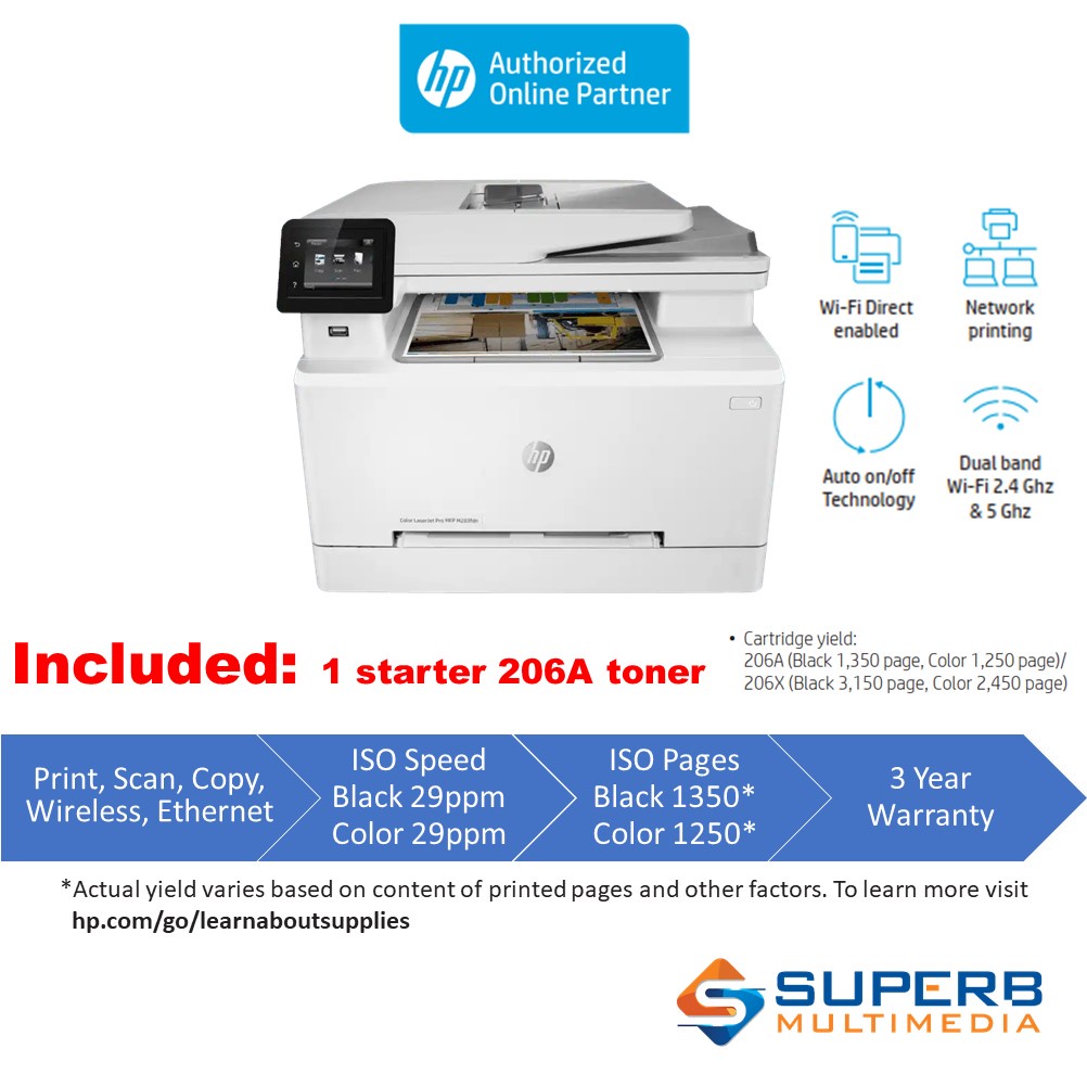 HP Color LaserJet Pro MFP M282nw Printer (Print, Scan, Copy, Wireless ...