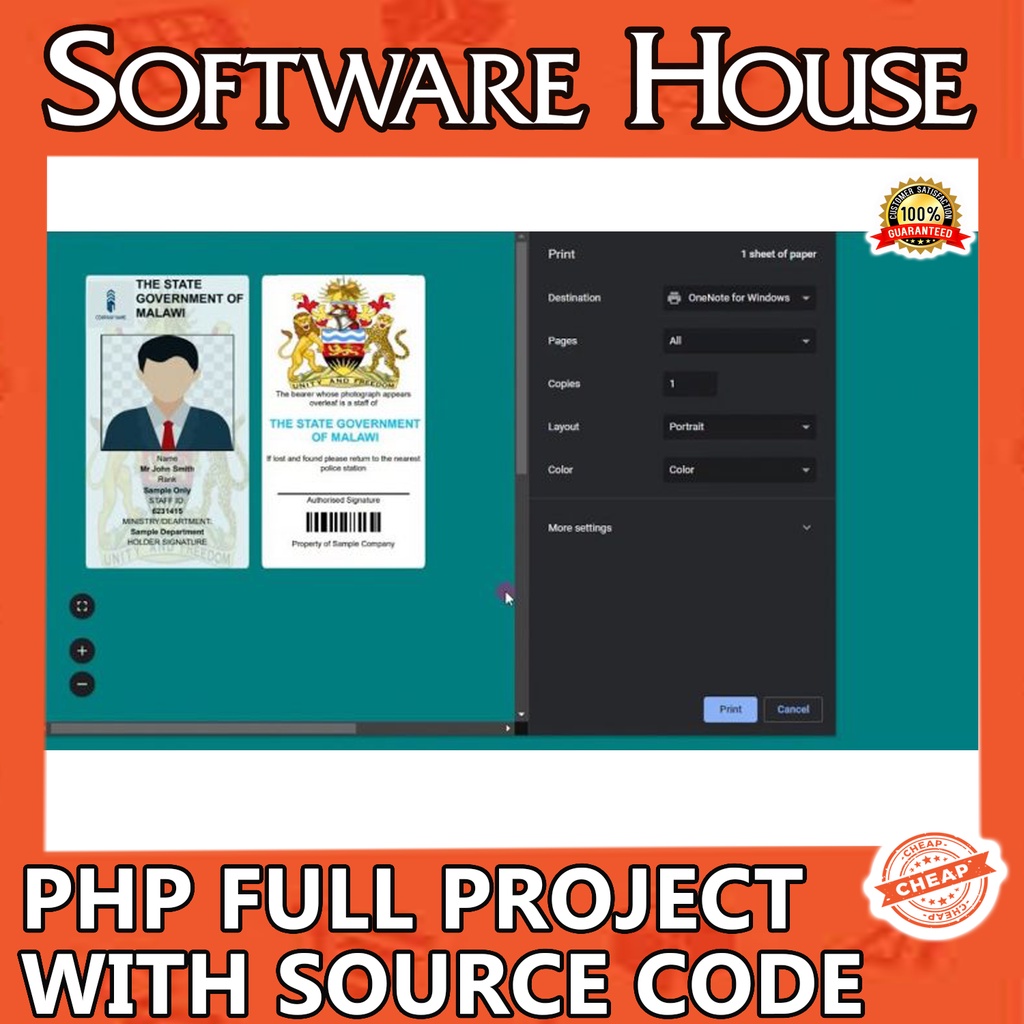 Printable Staff ID Card Creator System Full PHP Project with Source ...