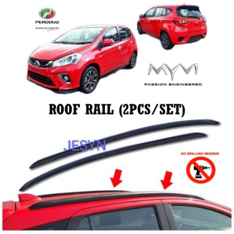 PERODUA MYVI 2018-2020 STYLISH ROOF MOULDING RAIL ROOF RACK BLACK 2 PCS ...