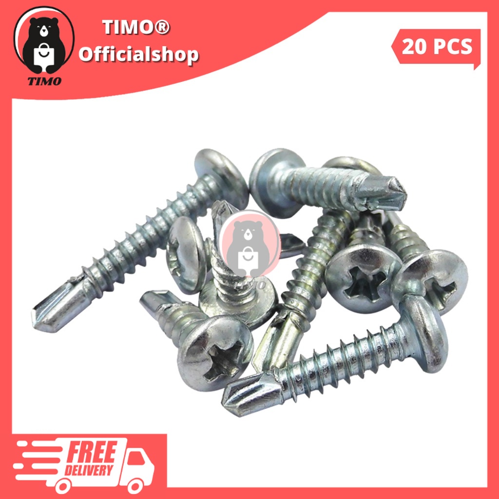 20PCS Skru Bolt Mushroom Head Self Drilling Screws Bolt | Shopee Malaysia