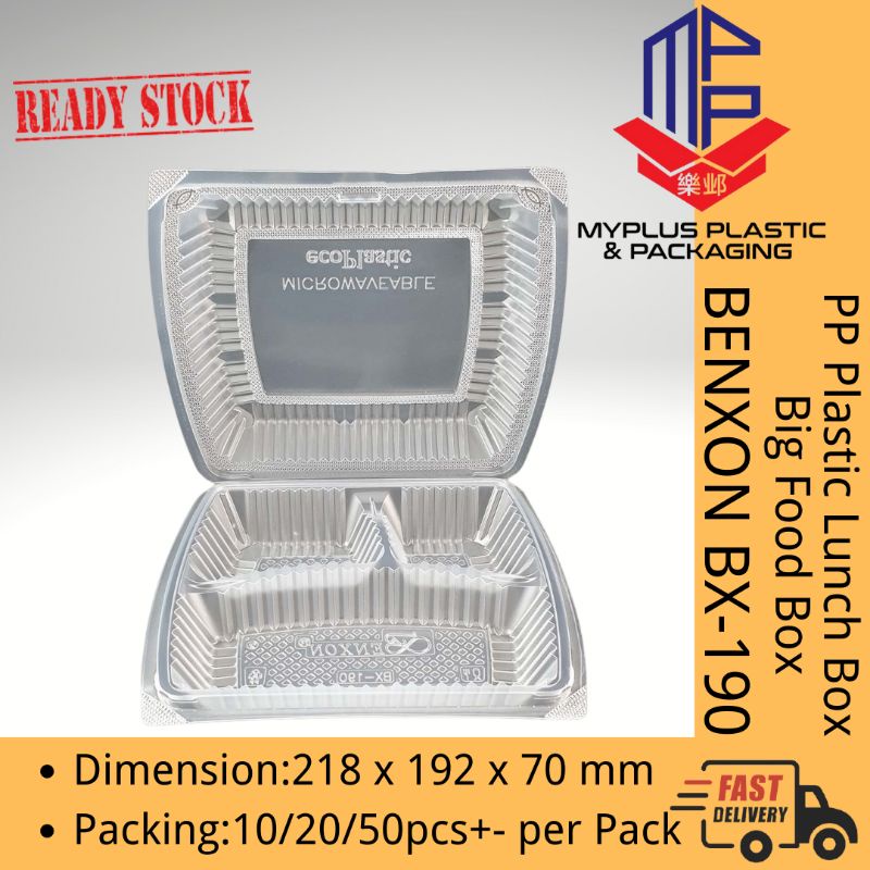 Big PP Lunch Box 3 Compartment Benxon Bx-190 Lunch Box PP Disposable ...