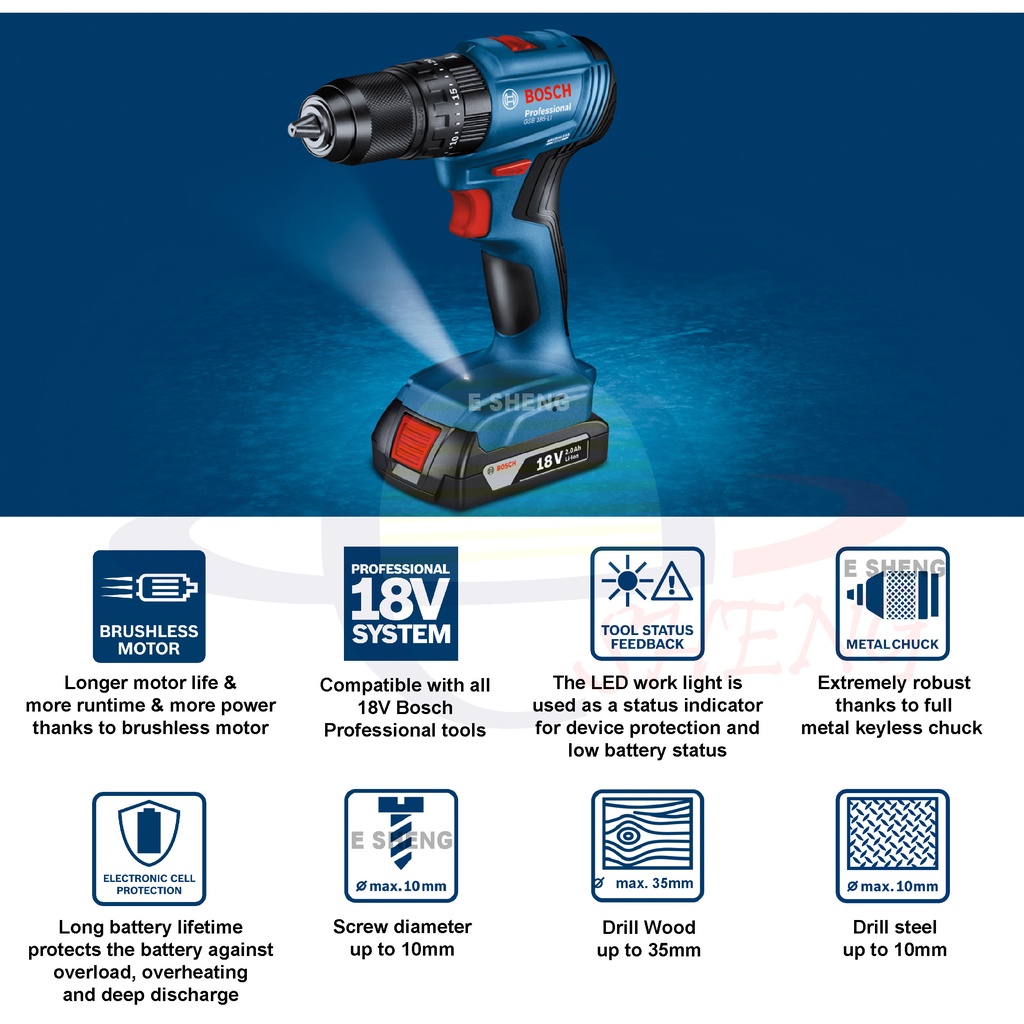 Bosch GSR185-LI Brushless Cordless Drill Driver GSR 185-LI Impact Drill ...