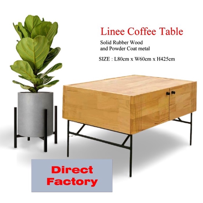 Linee Coffee Table With Fully Solid Wood Furniture Design Meja Kopi ...