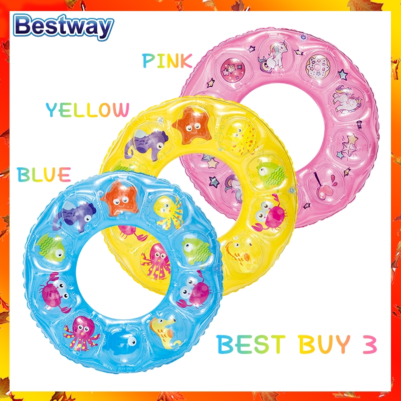 BESTWAY 15406 Cute Cartoon Inflatable Kids Swimming Ring Inner Circle ...