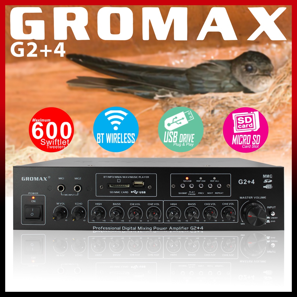 GROMAX G2+4 Professional Power Amplifier GROMAX G2+4 with bluetooth ...