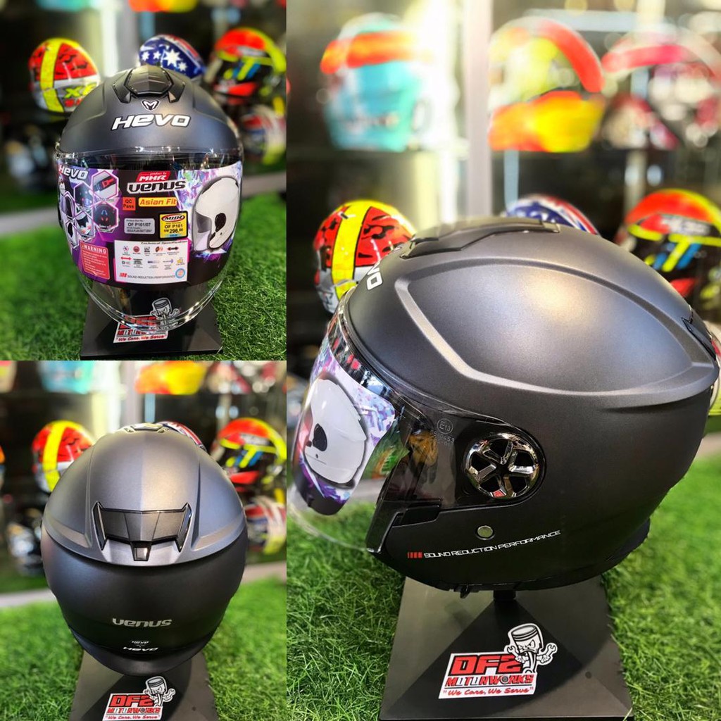HEVO HELMET OF P101 MATT BLACK/MATT GREY/MATT BLUE | Shopee Malaysia