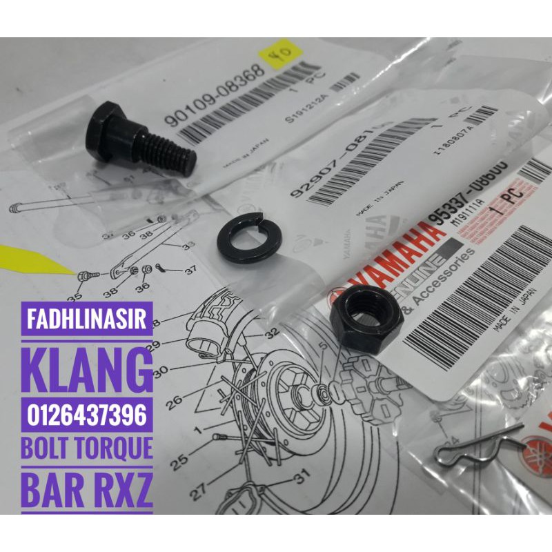 SET BOLT WASHER SPRING NUT PIN TENSION BAR / TORQUE BAR ATAS RXZ ...