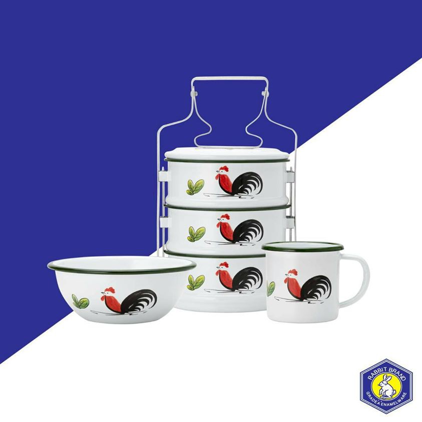 (Rabbit Brand)(THAILAND) Rooster Enamelware Enamel Tin Tiffin/ Mug ...