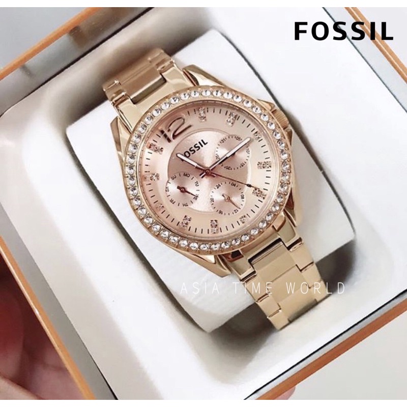 *Ready Stock*ORIGINAL Fossil ES2811 Riley Multifunction Rose-Tone ...