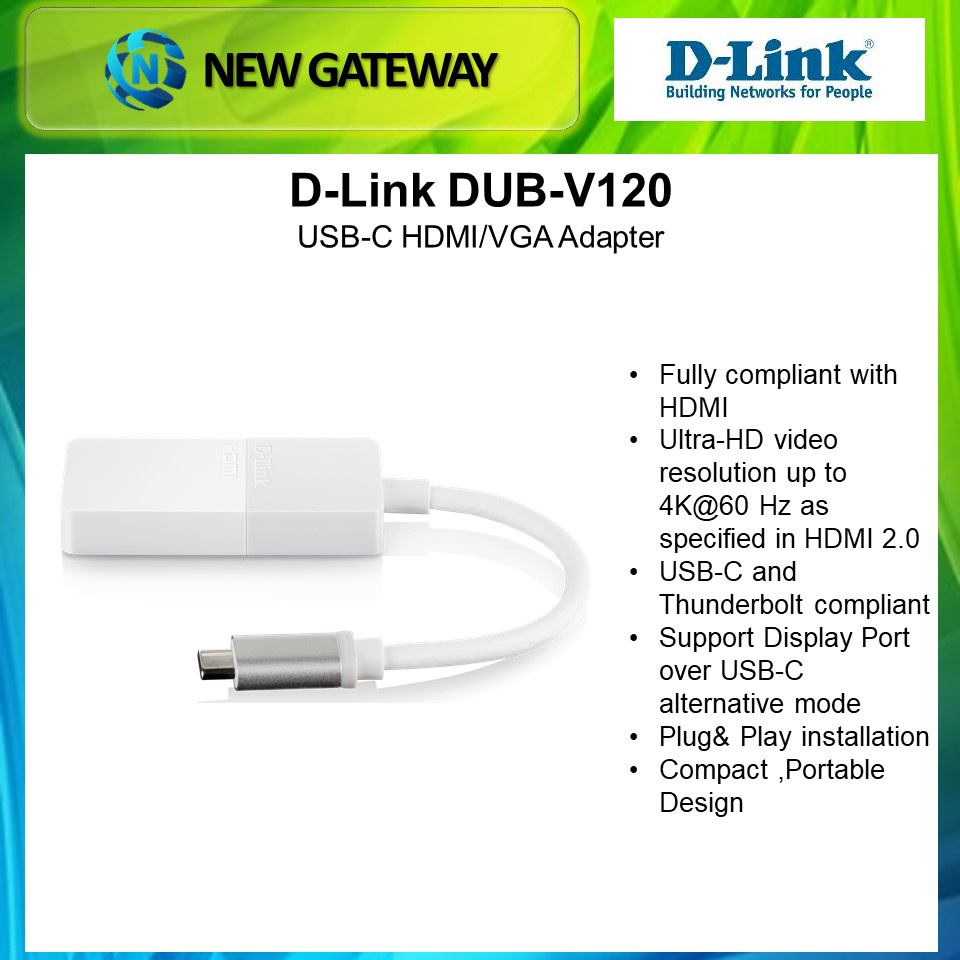 D-Link DUB-V120 USB-C HDMI/VGA Adapter | Shopee Malaysia