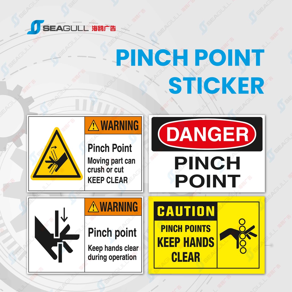Pinch Point Sign Sticker Danger Caution Warning Keep Hands Clear ...
