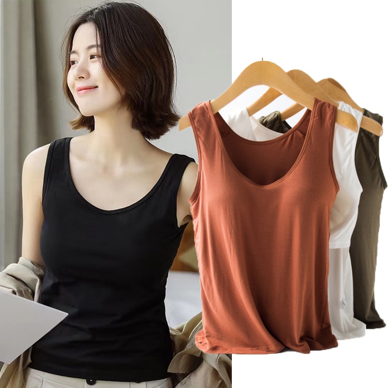 M-3XL无钢圈带胸垫居家外穿大码 内搭性感背心 Japan bra-top with chest pad camisoles modal ...