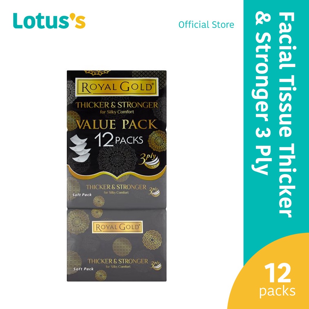 Royal Gold Luxurious Facial Tissue Thicker & Stronger 3 Ply 50 Sheets x ...