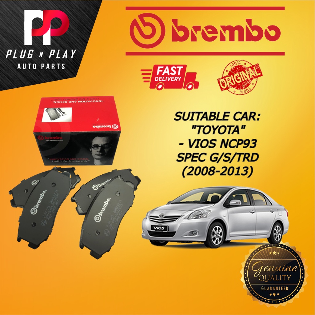 BREMBO TOYOTA VIOS NCP93 (2008~2013) SPEC G /S / TRD FRONT OR REAR ...