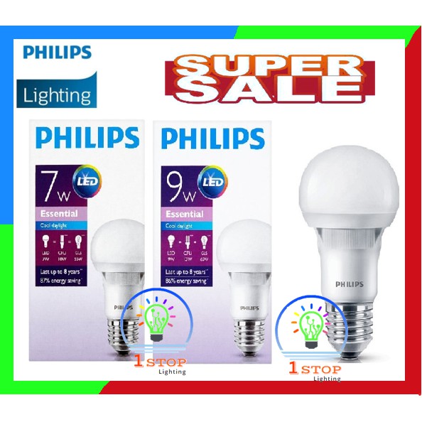 Philips Essential LED bulb 7w 9w E27 220-240V 6500K | Shopee Malaysia