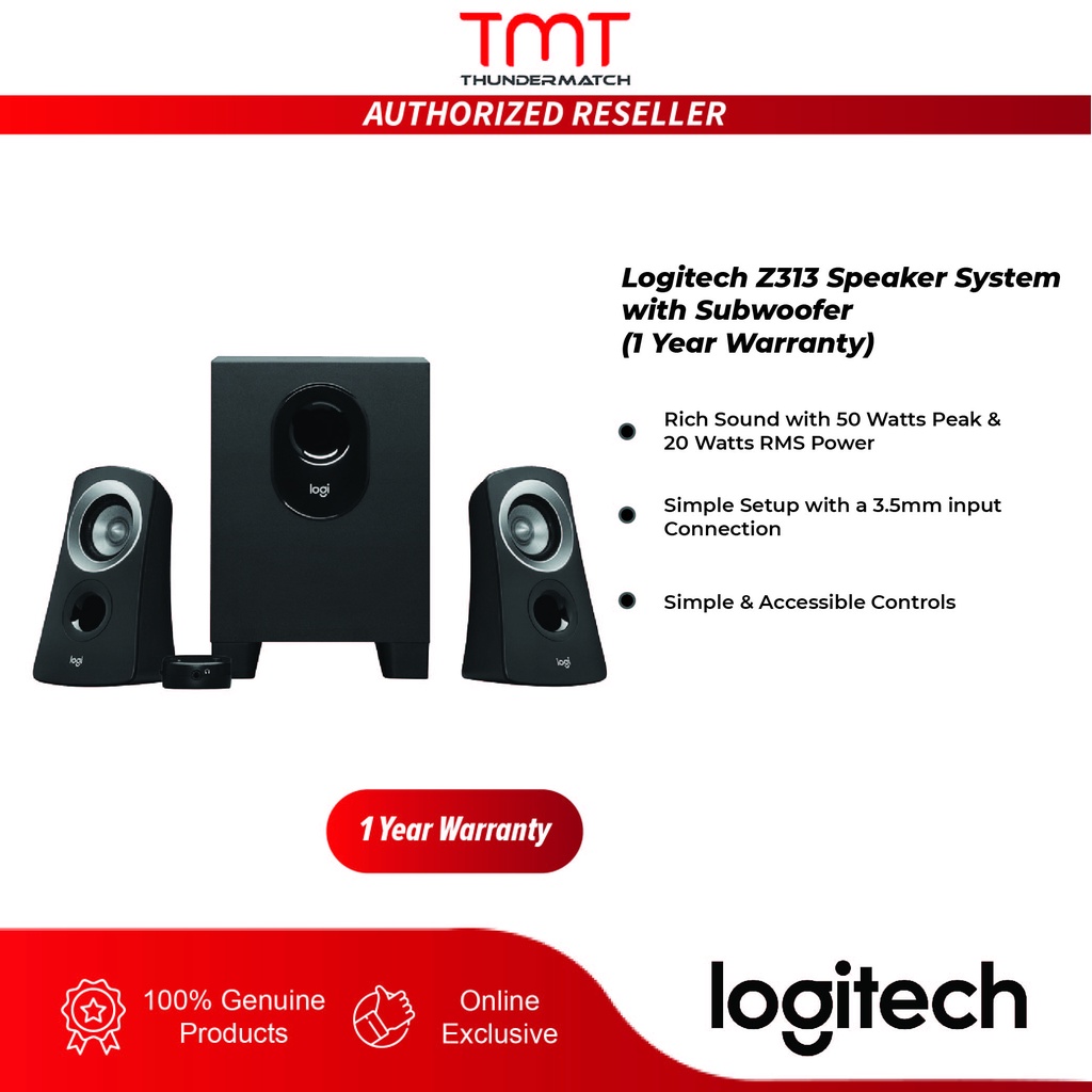 (Ready Stock) Logitech Z313 Computer Speaker System with Subwoofer (1 ...