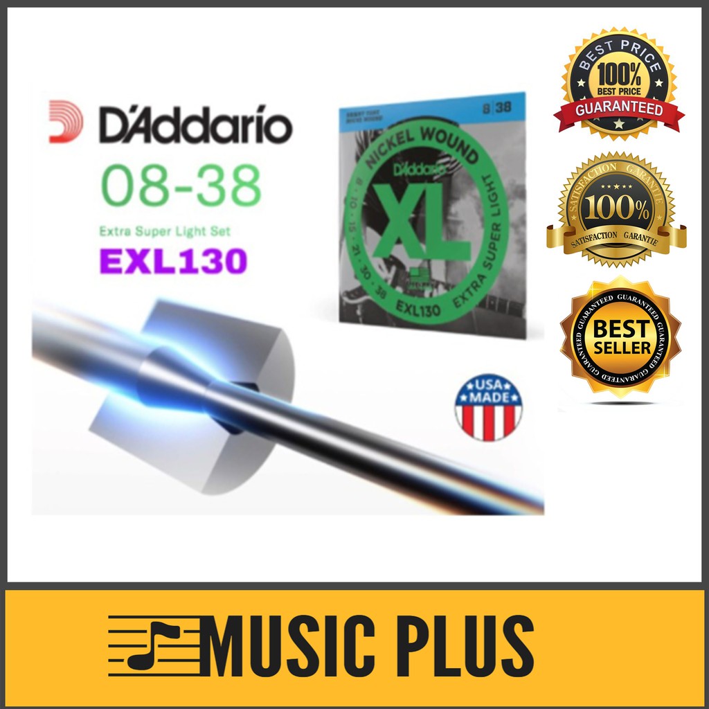 D'Addario EXL130 Nickel Wound, Extra-Super Light, 8-38 (DAddario ...