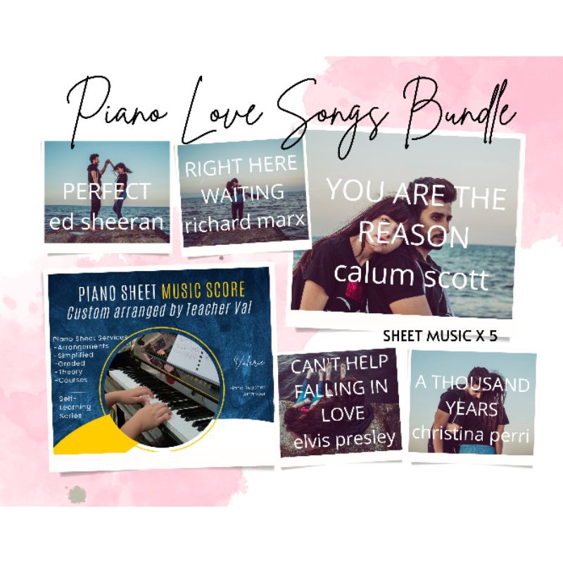 Piano Love Songs Bundle (5 PDF piano sheet music) | Shopee Malaysia