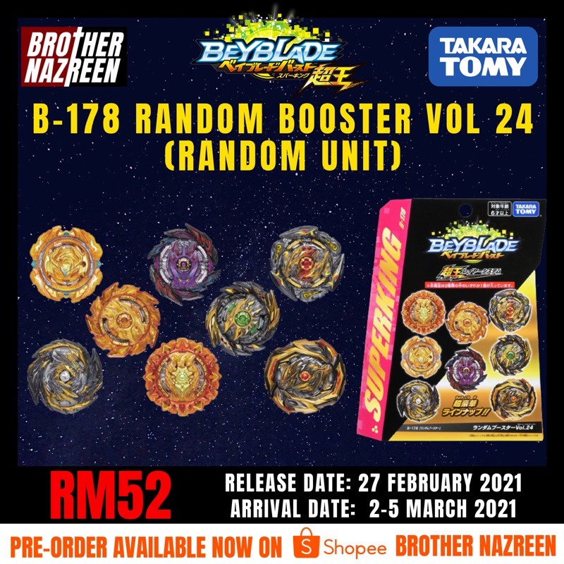 Takara Tomy Beyblade Burst Superking B-178 Random Booster Vol 24 ...