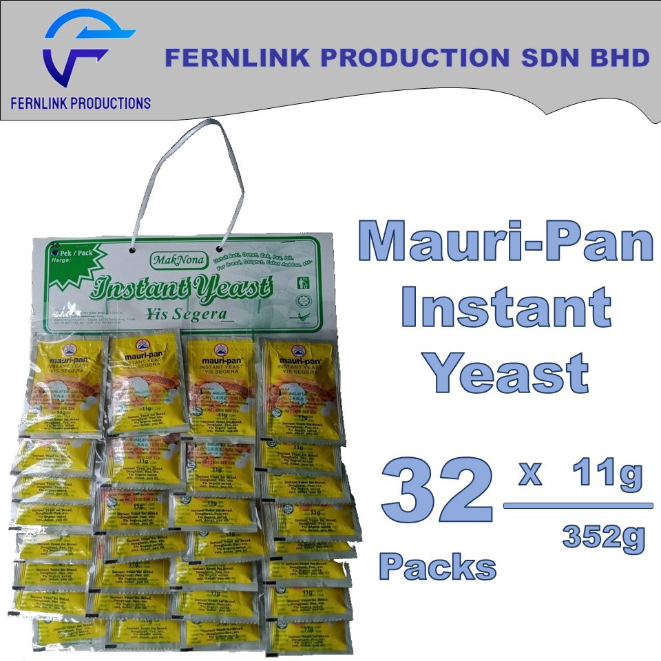 Mauripan Instant Yeast 11g X 32 (1 Papan) Yis SEGERA Mauri-Pan 1 Papan ...