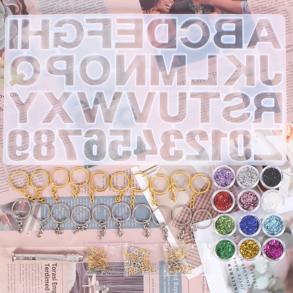 186pcs DIY Letter Alphabet Mold Kit Number Silicone Molds Resin Casting ...