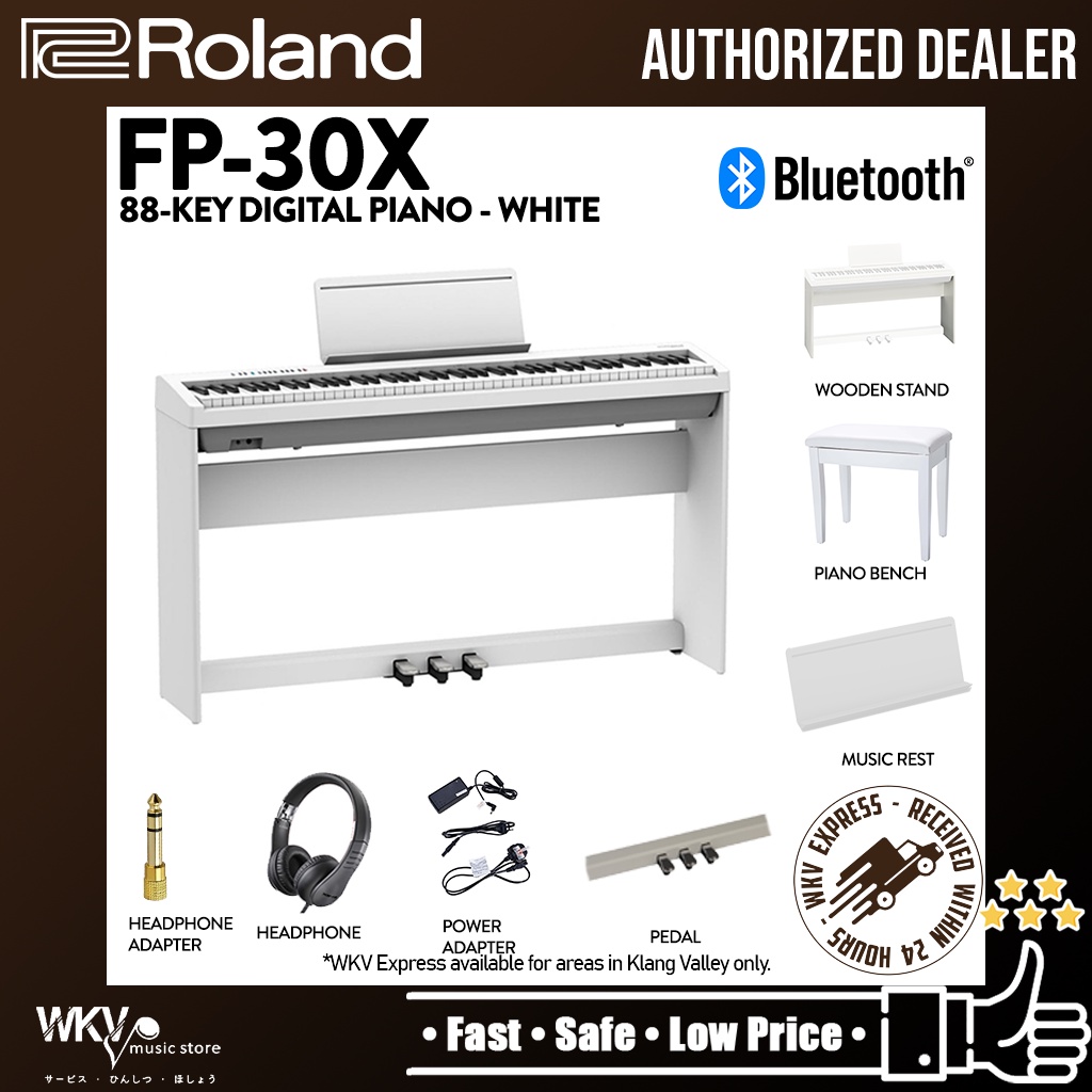 Roland FP-30X 88-key Digital Piano with Headphone and Adapter - White ( FP30X /RH-5) | Shopee ...