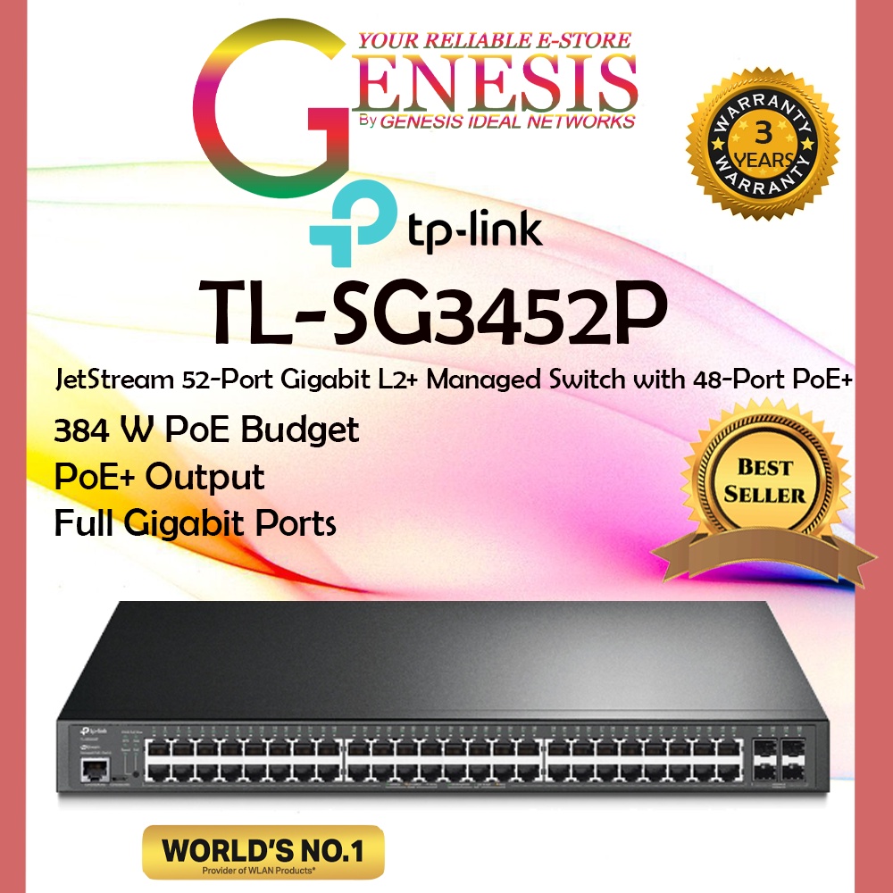 TP-LINK TL-SG3452P JetStream 52-Port Gigabit L2+ Managed Switch with 48 ...