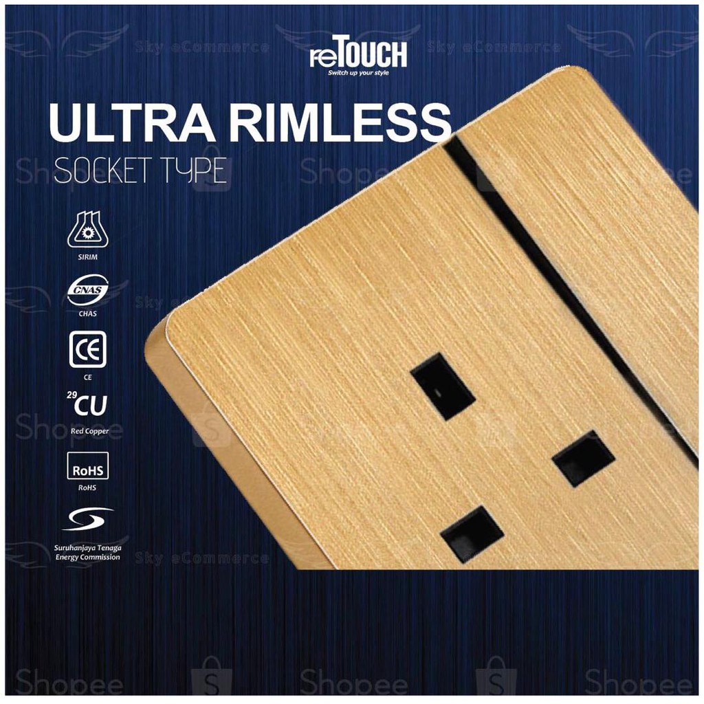 reTouch White Ultra Rimless Switch 13A 15A Big Rocker Universal USB ...