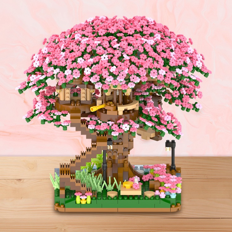 2138pcs Mini Cherry Blossoms Tree House Blocks Toys Kid's DIY Creative ...