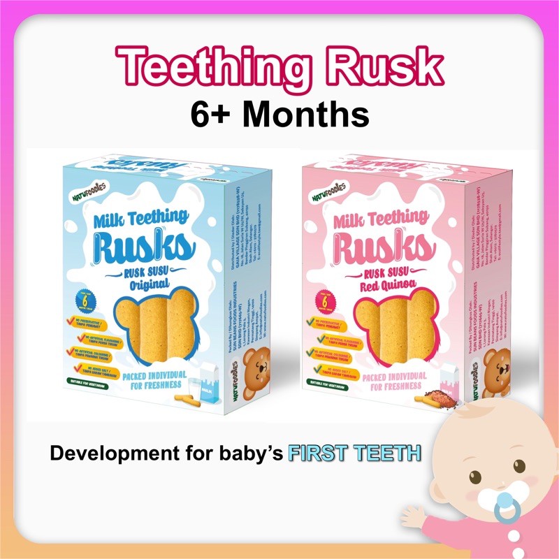 Natufoodies Baby Milk Teething Rusks Cracker 90g 6 Months Rusk Susu ...