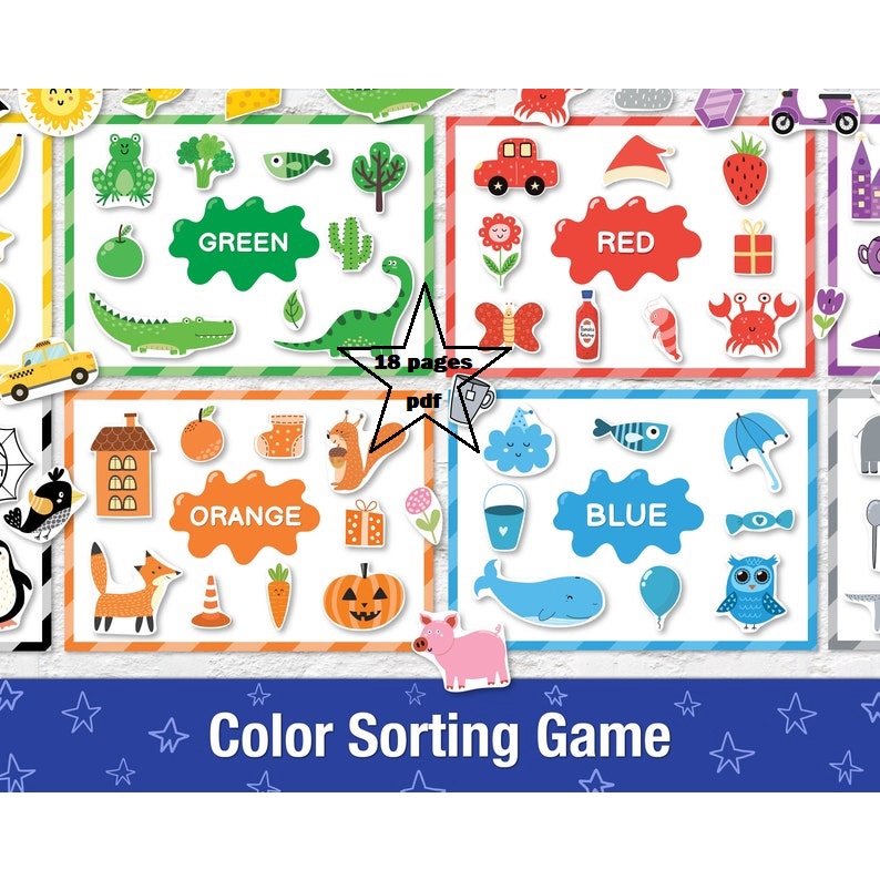 326- Printable Color Sorting Busy Book for Kids (PDF) Preschool colour learning binder ...