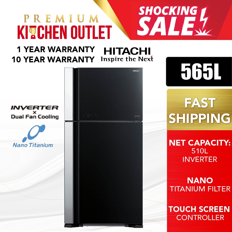 Hitachi 565L 2 Door Inverter x Dual Fan Cooling Refrigerator R-VG660P7M ...