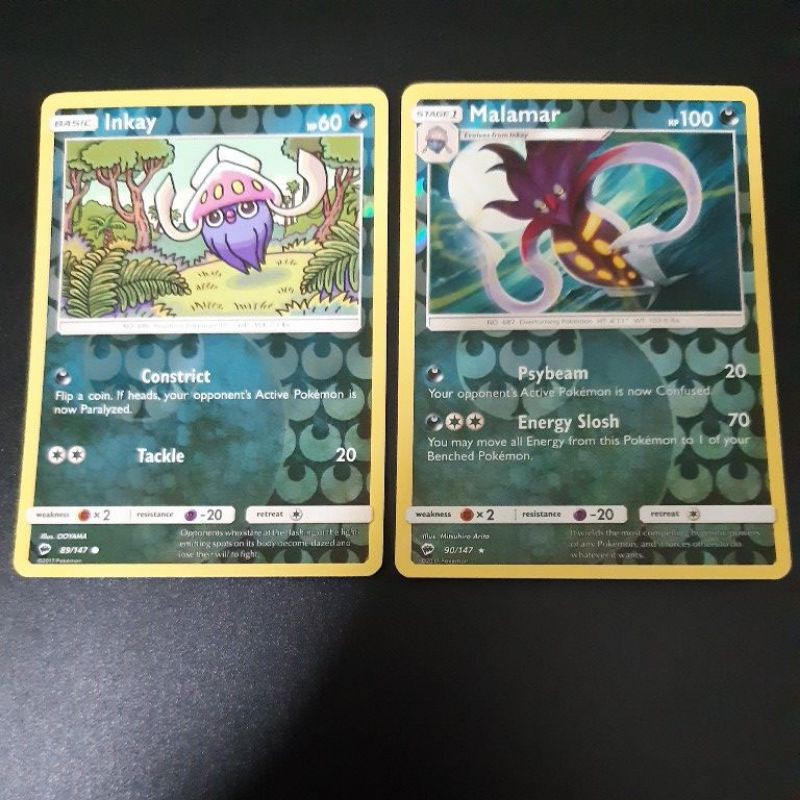 Pokemon Card TCG: Inkay 89/147 & Malamar 90/147 Set - 2 cards (REVERSE ...