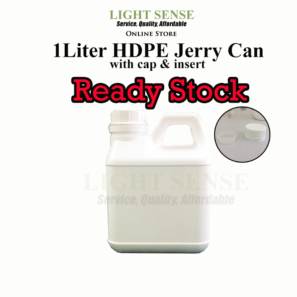 1Liter/1L HDPE Jerry Can with White Cap and Insert / Botol Kosong ...