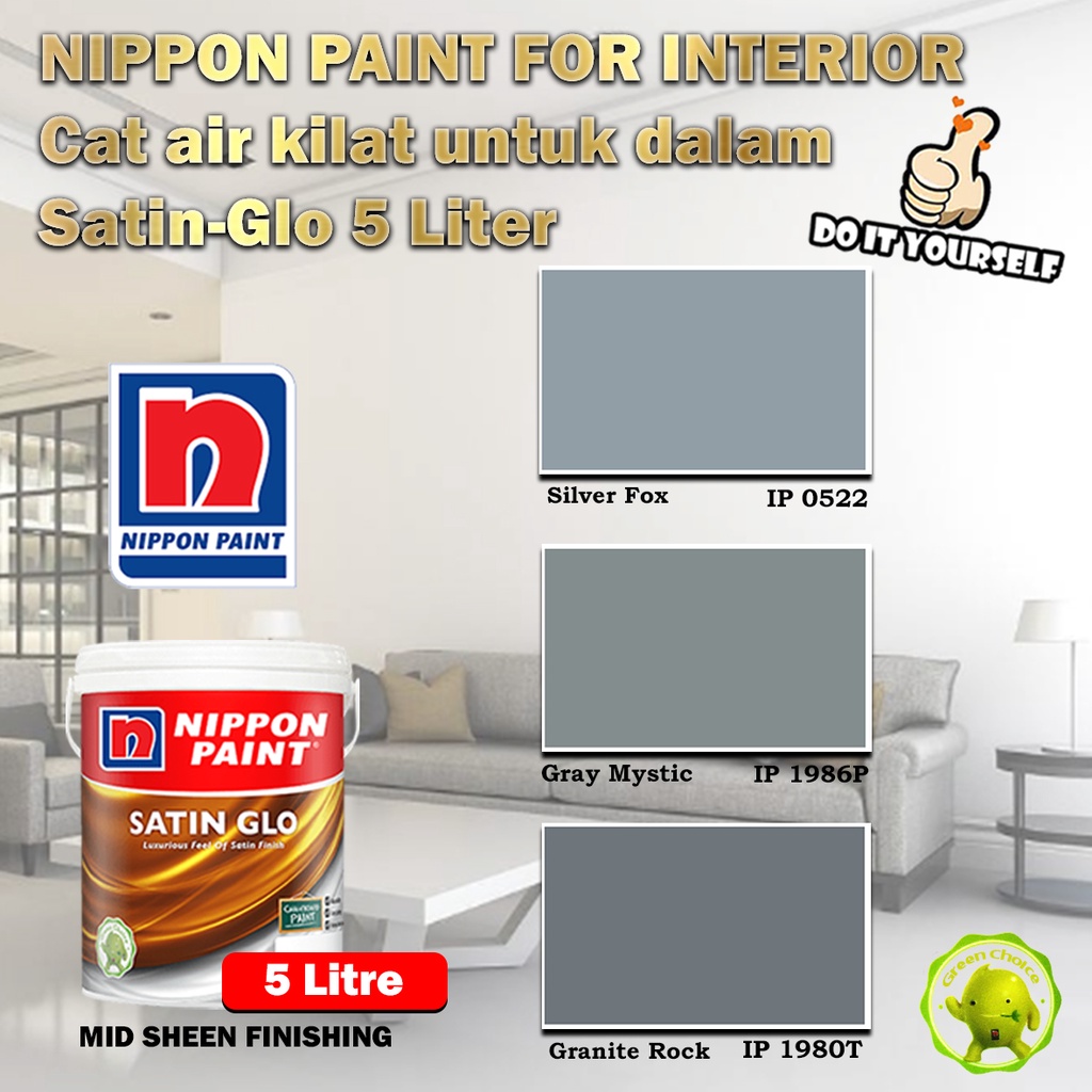 Nippon Paint Paint for Interior Satin-Glo 5 Litre Silver Fox 0522 ...