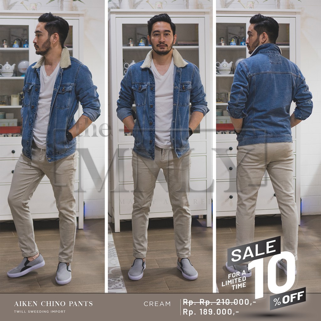 PRIA Men's Chino Pants Cream Color the MNLY Original | Shopee Malaysia