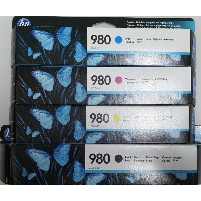 HP 980 Black Original Ink Cartridge, D8J10A /Cyan D8J07A/Magenta D8J08A ...
