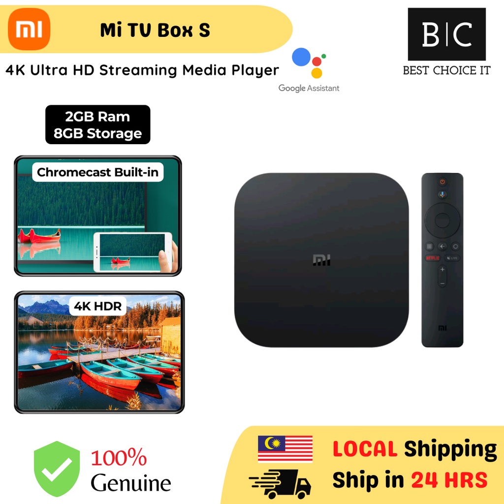Xiaomi Mi TV Box S 4K Ultra HD with Bluetooth Voice Remote Control TV ...