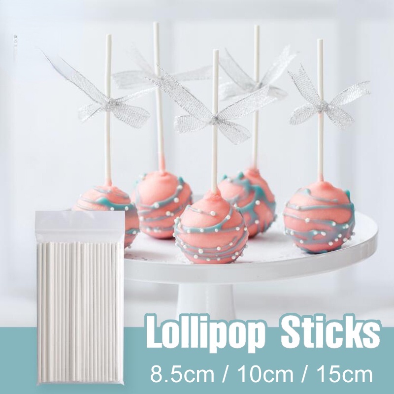 200/100/50Pcs Lollipop Stick Food-Grade Paper Pop Sucker Sticks Cake ...