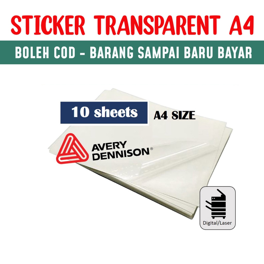 10pcs A4 Transparent Sticker Label Waterproof High Quality ( 10's ...