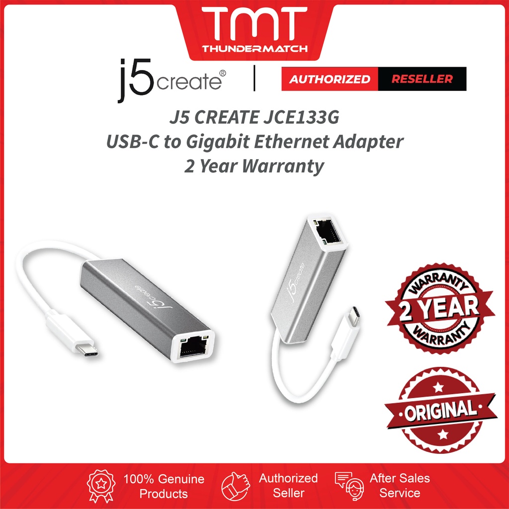 J5create JCE133G | USB-C to Gigabit Ethernet Adapter | 2 Year Warranty ...