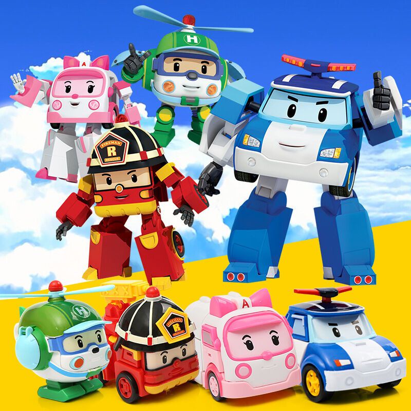 Ambe Robocar Poli Roy Helly Transformers Toys Set With Vehicles ...