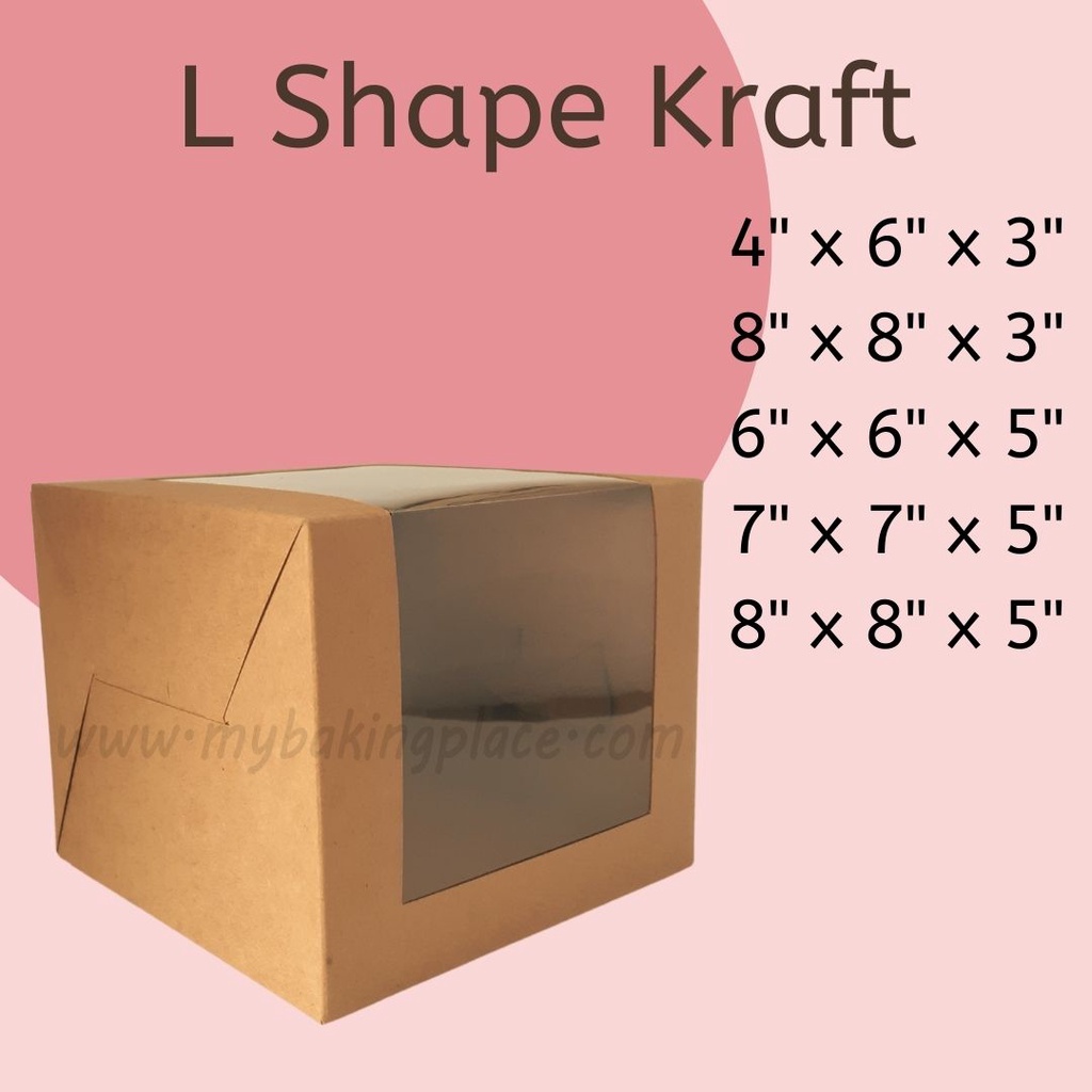 L Shape Kraft Box Cake Box Kotak Kek Murah Carton Box Packaging Window ...