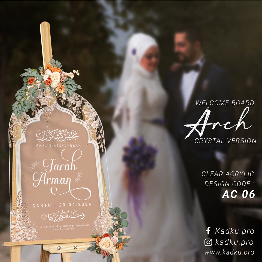 Arch Crystal Clear Welcome Board Custom Acrylic, Wedding Signage ...