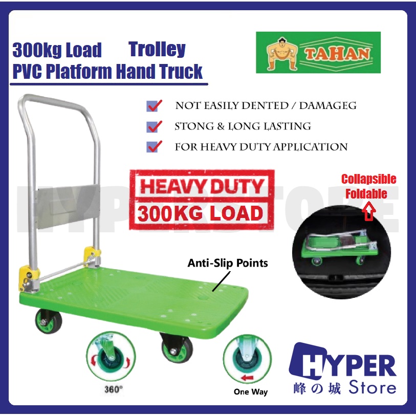 TAHAN 300kg Load PVC Platform Hand Truck Trolley / Lori Tangan Platform ...
