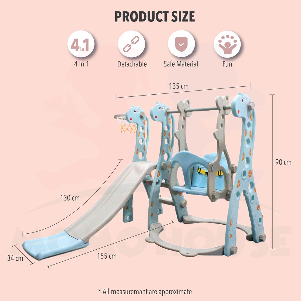 Musical Kids Slide Playground 5-in-1 Home Toy Long Slider Basketball ...