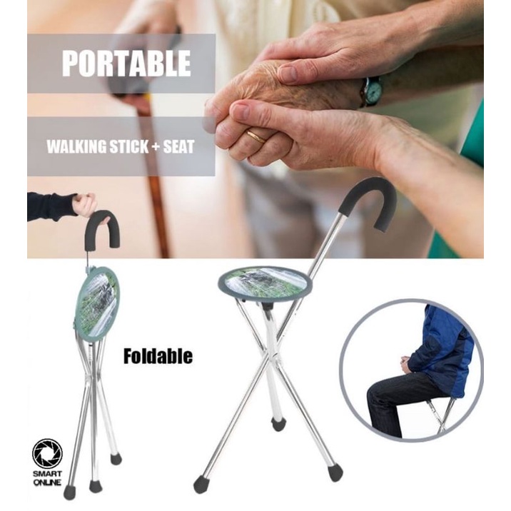TONGKAT KERUSI STOOL TRAVEL CRUTCH CHAIR KERUSI SOLAT LIPAT / FOLDING ...
