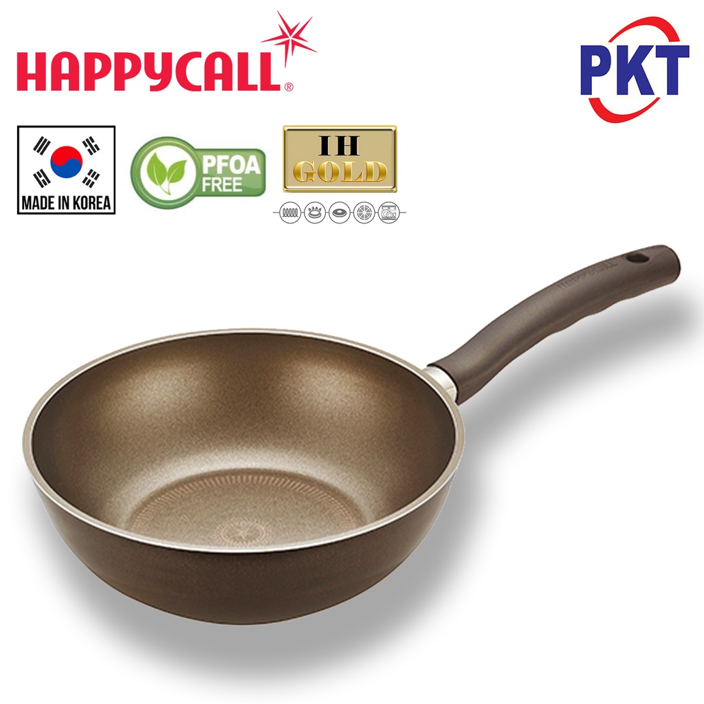 HAPPYCALL KOREA IH Gold Non-stick Wok Pan [24cm/28cm] / Induction ...